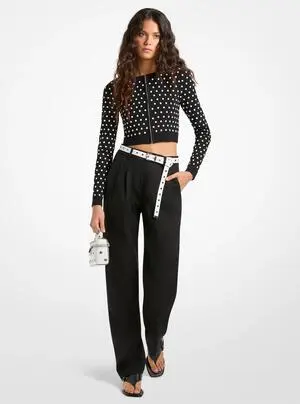 Michael Kors Pleated Stretch Wool Blend Twill Pants - Black