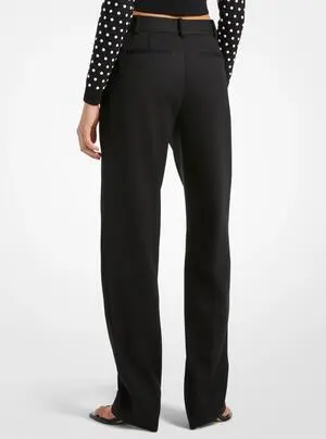 Michael Kors Pleated Stretch Wool Blend Twill Pants - Black
