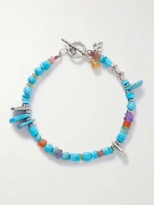 PEYOTE BIRD Playa Sterling Silver Multi-stone Beaded Bracelet - Blue