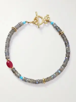 PEYOTE BIRD Ember Gold-plated Multi-stone Bracelet - Gray