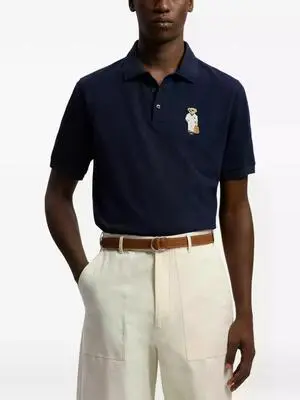 Ralph Lauren Purple Label Embroidered Polo Shirt - Blue
