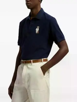 Ralph Lauren Purple Label Embroidered Polo Shirt - Blue