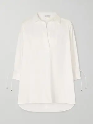 Max Mara Tie-detailed Cotton-poplin Blouse - White