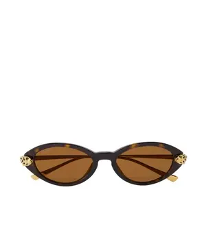 Cartier Panthère De Oval-frame Sunglasses - Tortoiseshell