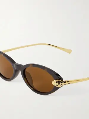 Cartier Panthère De Oval-frame Sunglasses - Tortoiseshell