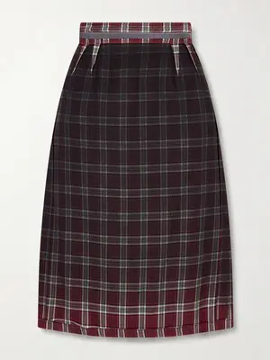 Burgundy Checked Skirts