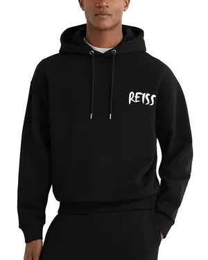REISS Printed Cotton Hoodie