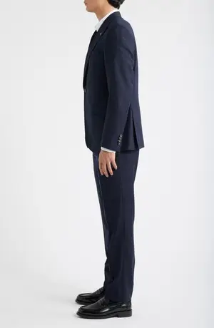 JACK VICTOR Engel Microcheck Peak Lapel Wool Suit - Navy