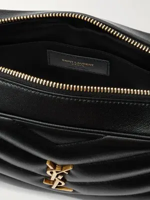 Saint Laurent Loulou Matelassé Textured-leather Shoulder Bag - Black