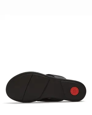 Fitflop Gracie Flower Leather Flip Flops - Black
