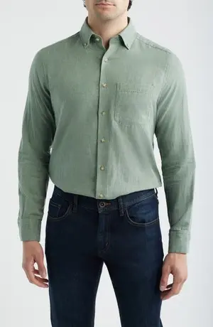 Scott Barber The Chambray Button-down Shirt - Agave