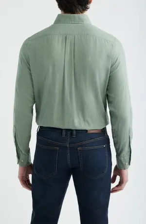 Scott Barber The Chambray Button-down Shirt - Agave