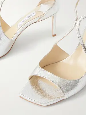 JIMMY CHOO Azia 95 Metallic Textured-leather Sandals