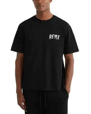 REISS Abbott Short Sleeve Oversized Printed Tee