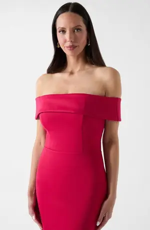 MARCIANO Andrea Off-the-shoulder Scuba Dress