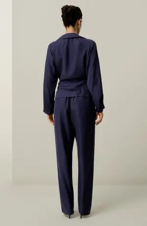 Lilysilk Multi-positional Silk Habotai Shirt - Blueberry