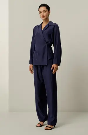 Lilysilk Multi-positional Silk Habotai Shirt - Blueberry