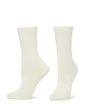 Hue Cable Crew Socks - Ivory