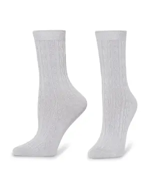 Hue Cable Crew Socks - Lavender