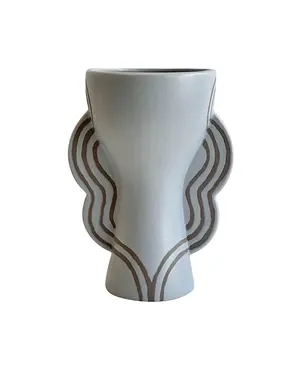 TOV FURNITURE Ceramic Line Art Goblet Vase - Off-white