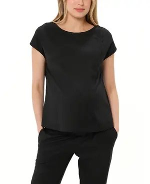 MARION Concealed Zip Satin Maternity Top