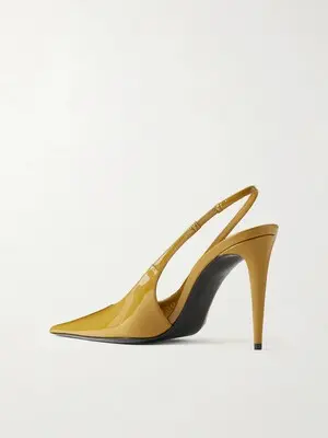Saint Laurent Guermantes 95 Patent-leather Slingback Pumps - Green