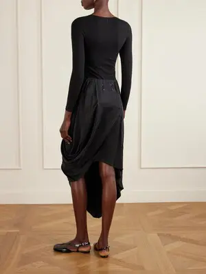MAISON MARGIELA Asymmetric Gathered Satin Midi Skirt