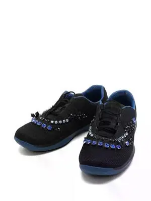 Prada Crystal Embellished Lace-up Sneakers