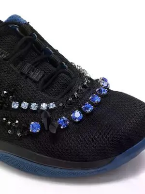 Prada Crystal Embellished Lace-up Sneakers