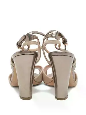 SERGIO ROSSI Suede Ankle Strap Block Heel Sandals