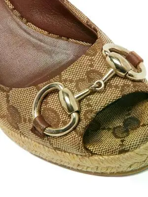 Gucci Gg Canvas Espadrille Wedge Pumps