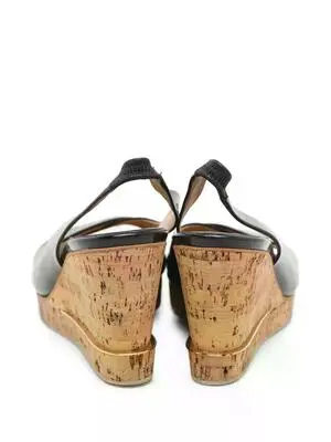 FERRAGAMO Patent Leather Cork Wedge Sandals