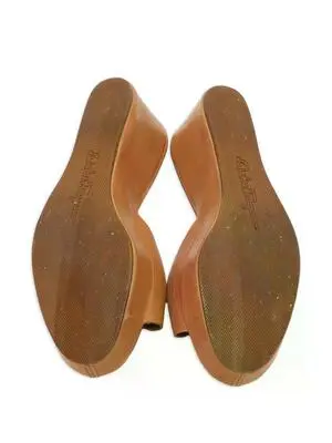 FERRAGAMO Gancini Leather Wedge Sandals