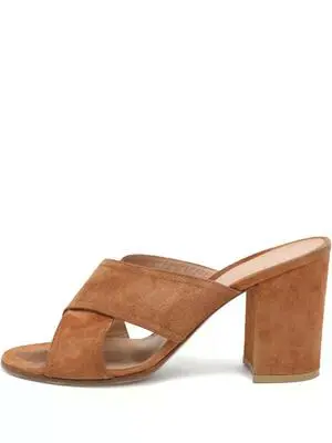 GIANVITO ROSSI Suede Crossover Block Heel Sandals