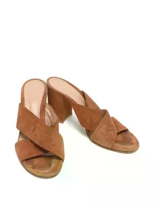 GIANVITO ROSSI Suede Crossover Block Heel Sandals