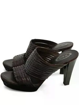 TOD'S Leather Block Heel Sandals