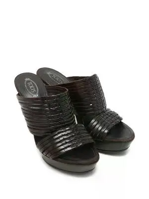 TOD'S Leather Block Heel Sandals