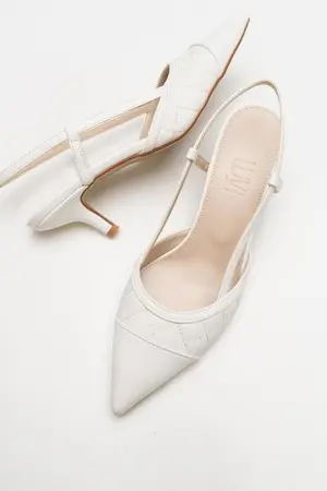 PROLOGUE SHOES Pointed Toe Slingback Pumps - White