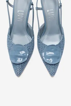 PROLOGUE SHOES Levia Woven Slingback Pumps - Blue