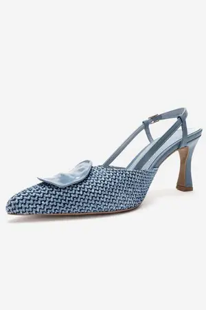 PROLOGUE SHOES Levia Woven Slingback Pumps - Blue