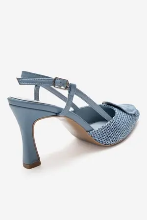 PROLOGUE SHOES Levia Woven Slingback Pumps - Blue