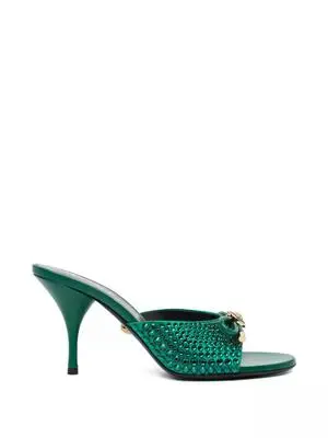 Versace Opera Sandals With Crystal Embellishments And Medusa Hardware - Green