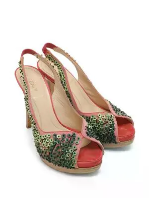 Fendi Mesh Embellished Sandals