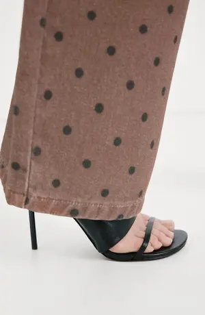 Mango Polka Dot Straight Leg Jeans - Chocolate