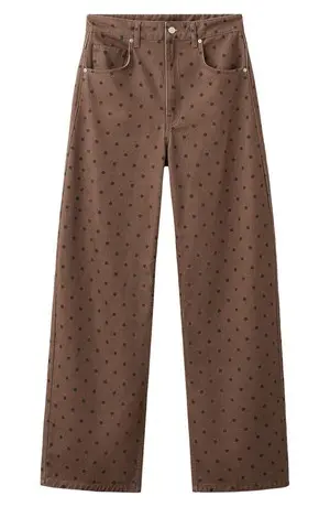 Mango Polka Dot Straight Leg Jeans - Chocolate