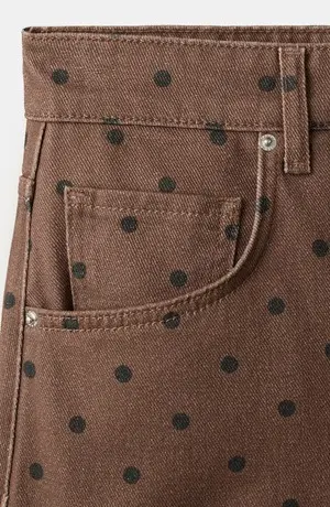 Mango Polka Dot Straight Leg Jeans - Chocolate