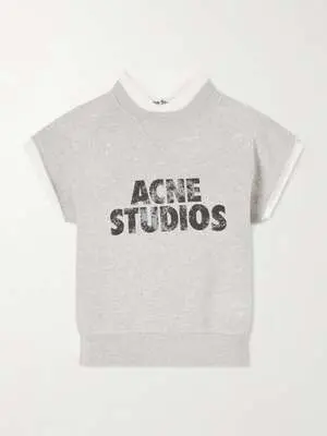 Acne Studios Frayser Printed Cotton-jersey Sweatshirt - Light Gray