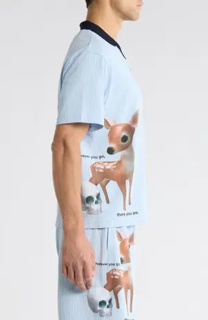 PLEASURES Pet Pinstripe Graphic Cotton Polo