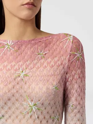 Missoni Long Cover-up Dress In Lamé Viscose With Dégradé Spiderweb Motif And Embroidery
