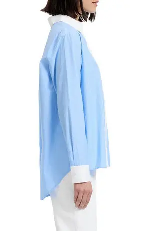 French Connection Striped Cotton Poplin Button-up Shirt - Blue Hydrangea Summer